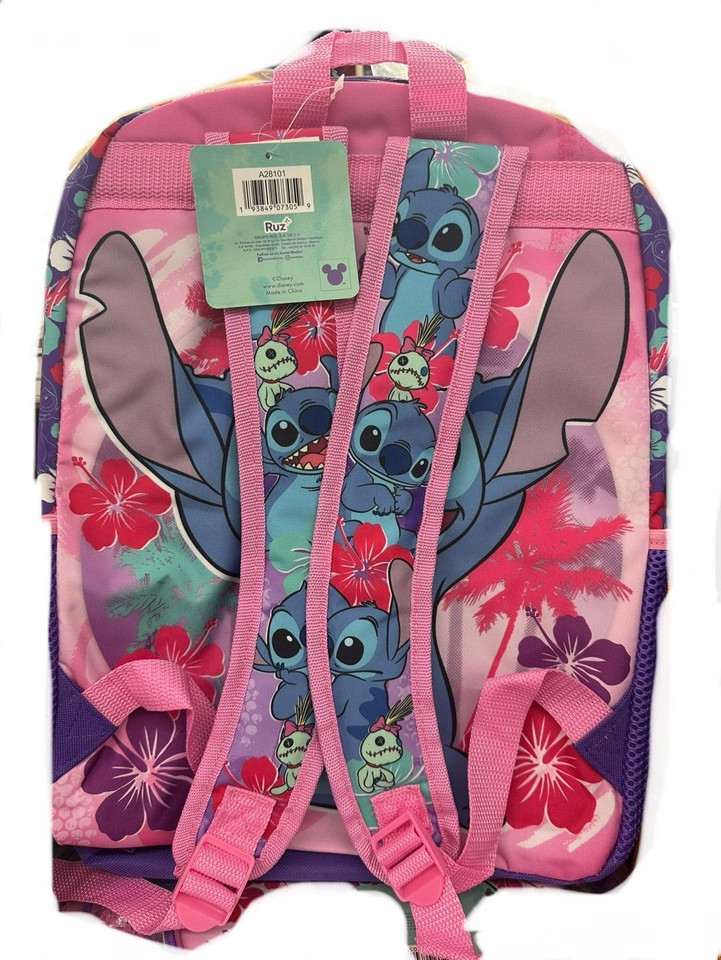 Large Backpack - Disney - Stitch Pink Hawaii Flower 3D Pop-up 16" | eBay