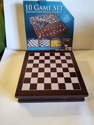 Cardinal 10 Game Set Wood Cabient Chess Checkers Backgammen | eBay