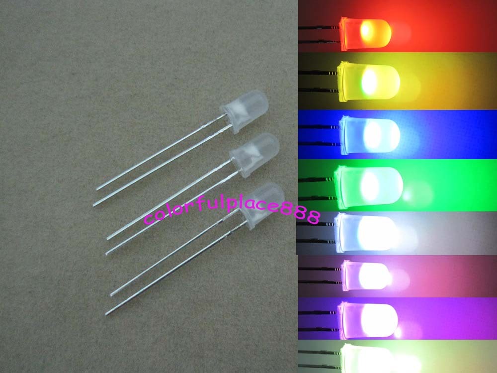 100pcs, 5mm Diffused RGB Rainbow Slow Flashing Flash Red Green Blue LED ...