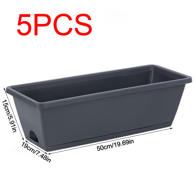 5PCS Trough Plant Pot Long Plastic Planter Outdoor Garden Window Herb ...
