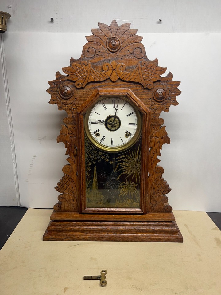 ANTIQUE E. INGRAHAM MANTEL/SHELF CLOCK 8 DAY TIME/STRIKE | eBay