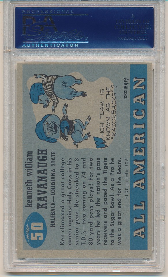 1955 Topps All-American Football Ken Kavanaugh (Rookie Card) (#50) PSA9 ...