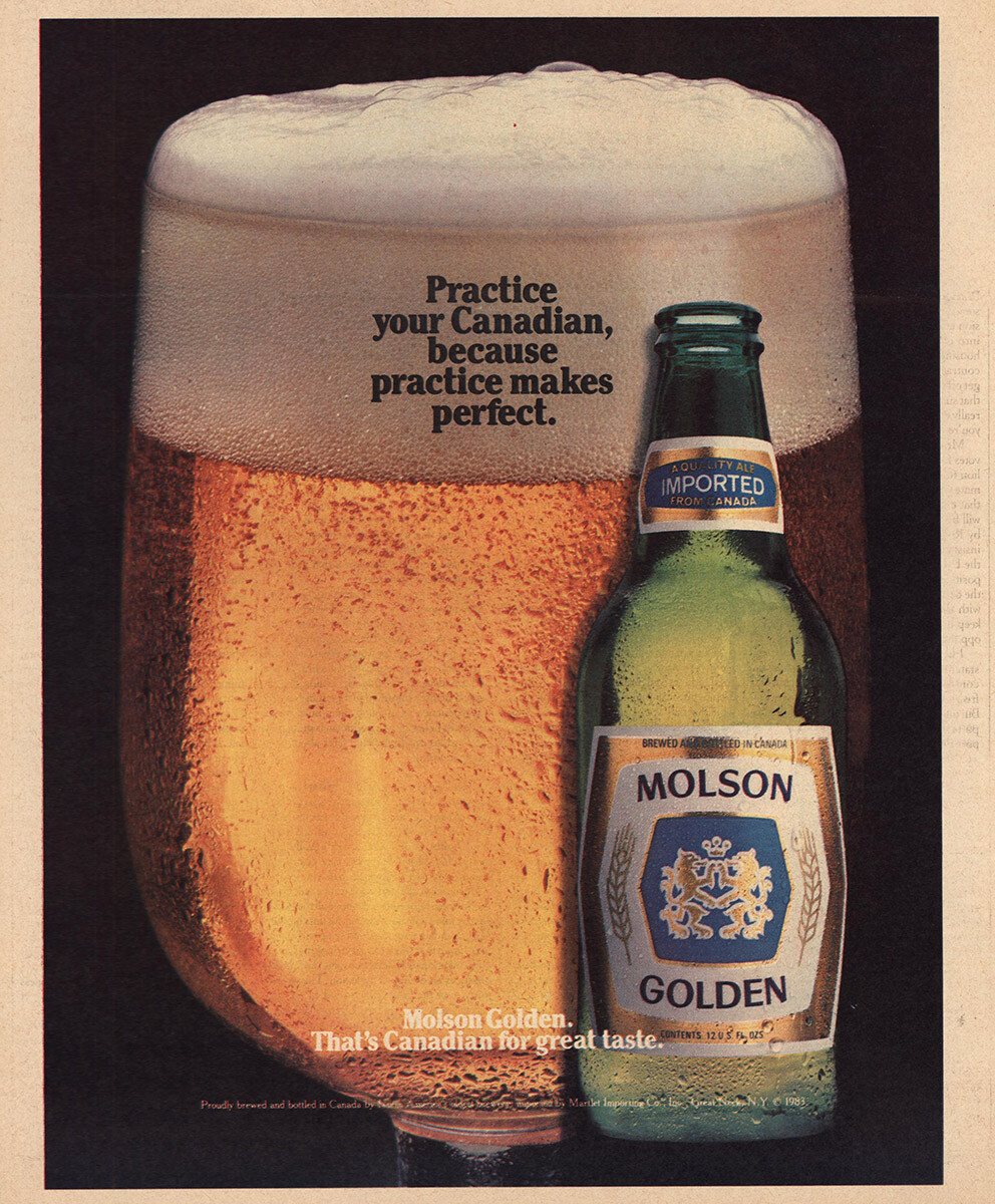 1983 Molson Golden Beer: Practice Your Canadian Vintage Print Ad | eBay