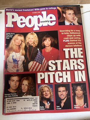 People Magazine October 8 2001,"The Stars Pitch In" Heroes Telethon | eBay