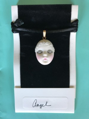 "Angel " Holiday Adagio Face Glitter Halo Necklace Hand-Painted ...