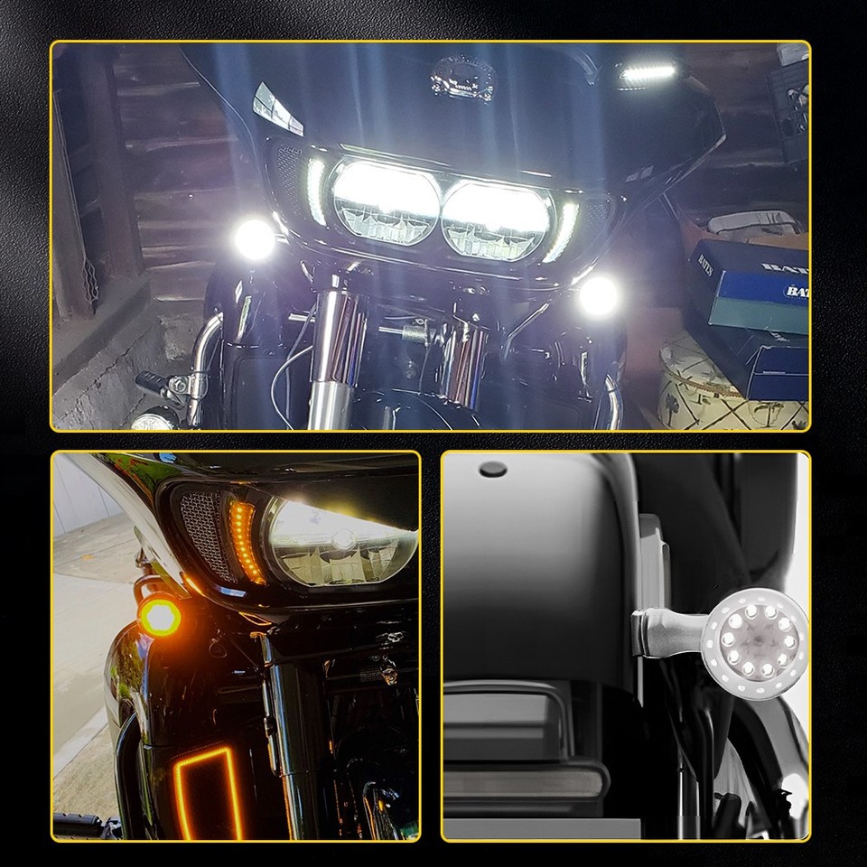 Chrome Motorcycle Turn Signals Light Fit Fatboy FLSTF/Rocker C FXCWC ...