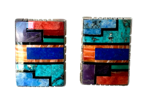 Native American Lynol Yellowhorse Sterling & Mosiac Inlay Cufflinks | eBay