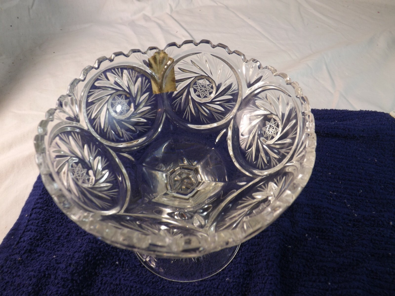 Vintage Avitra Hand Cut Crystal Pinwheel w/ Star Scalloped Rim 6" Bowl ...