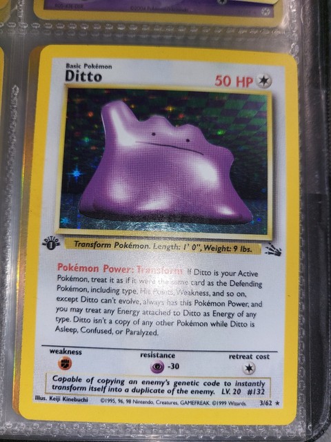 Pokémon TCG Ditto Fossil 3 Holo 1st Edition Holo Rare for sale online ...