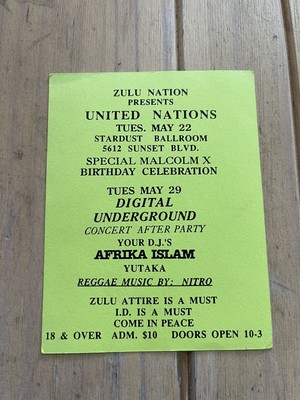 VTG RAP Hip Hop Flyer- ZULU NATION DIGITAL UNDERGROUND AFRIKA ISLAM ...