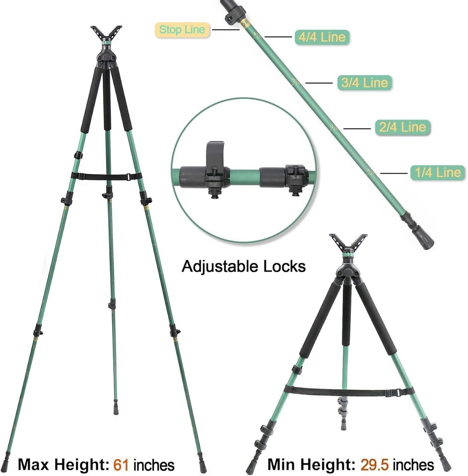 Hunting Tripod Shooting Stick Gun Rifle Crossbow Shooting Rest Monopod ...