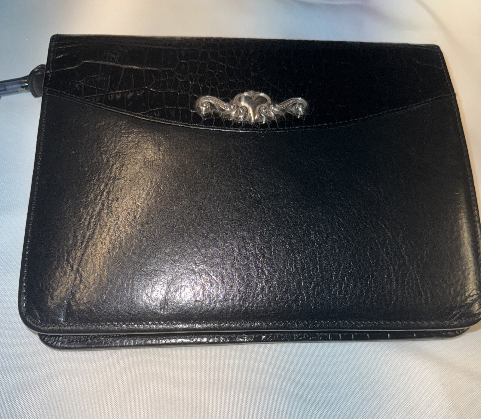 Brighton Black Leather Planner Organizer Agenda Binder 3 Ring 10 X 7.5 ...