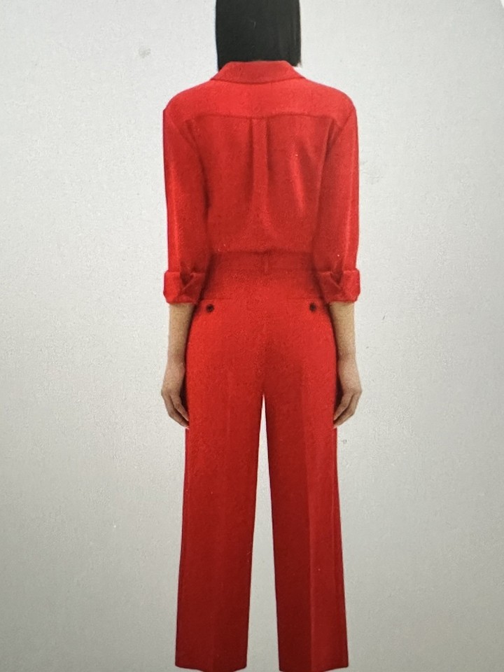 Theory Double Pleated Admiral Crepe Pants Wide Leg High Rise Geranium ...