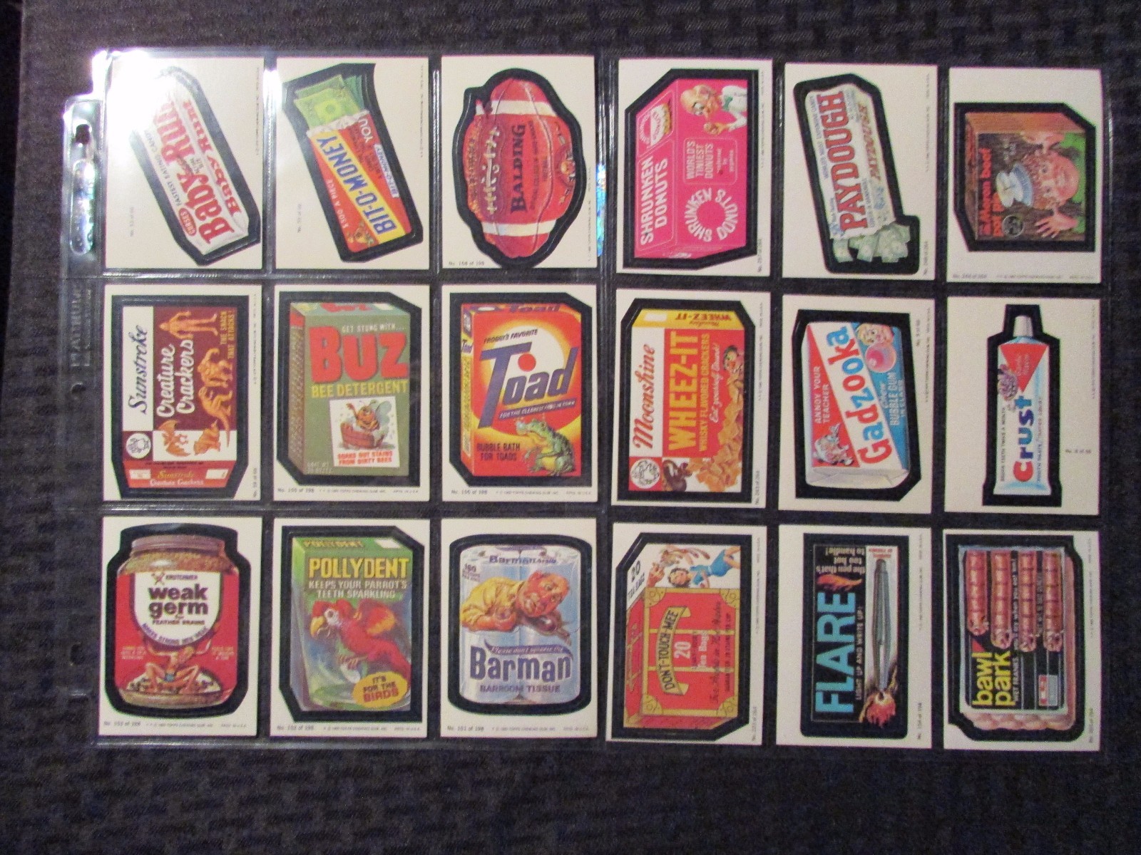 1980 WACKY PACKAGES Sticker Card LOT of 71 VF/VF+ Toad / Buz / Crust ...
