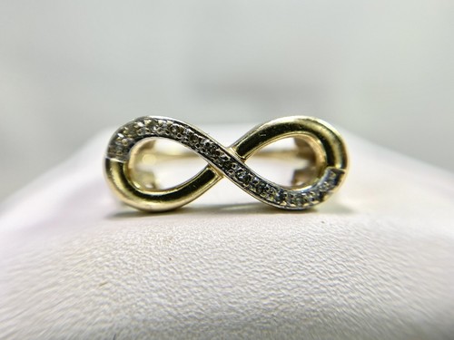 10k Yellow Gold Designer Round Diamond Infinity Symbol Ring | eBay