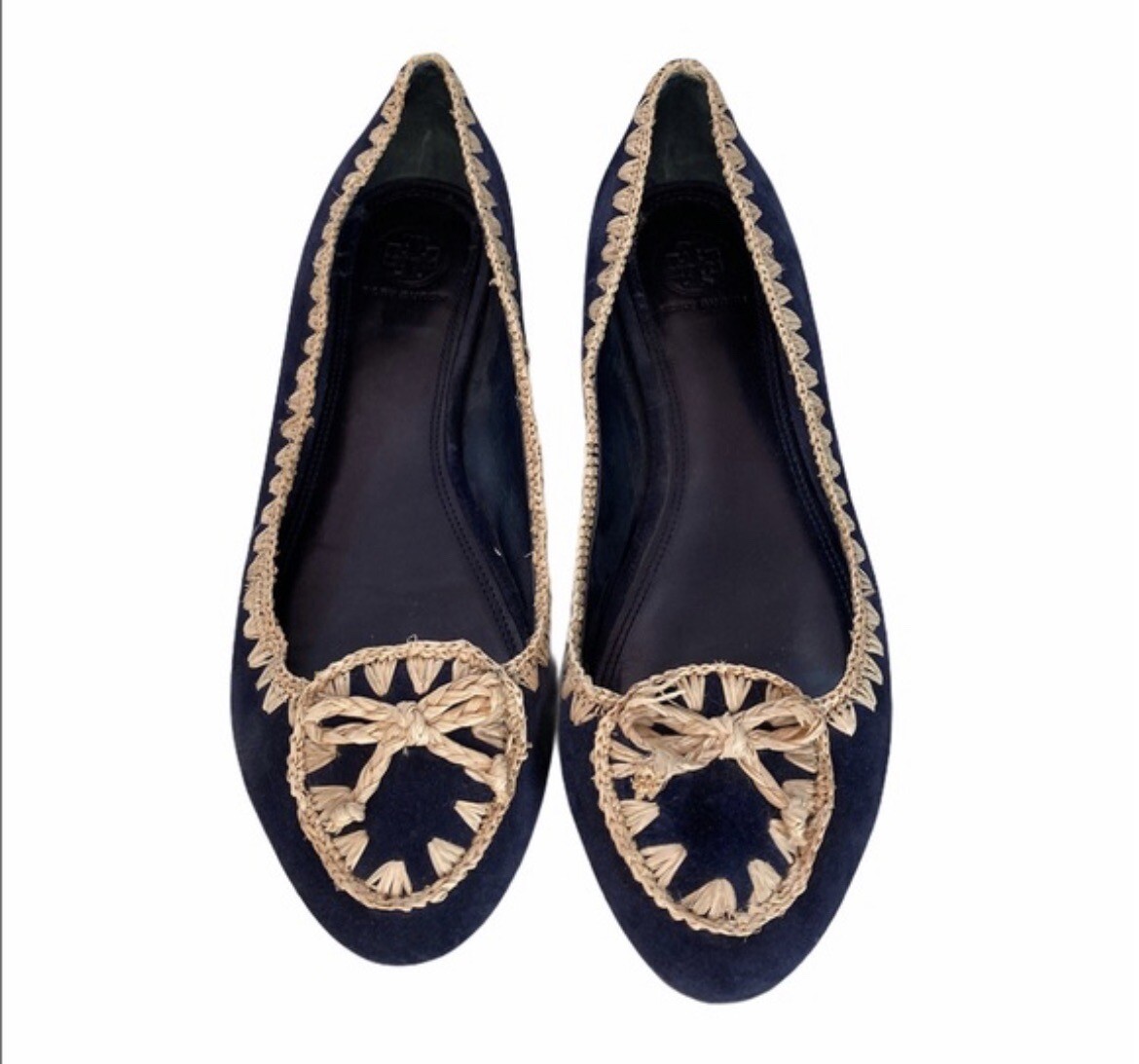 Tory Burch Women's Natasha Ballet Flat Navy Blue Sued… - Gem
