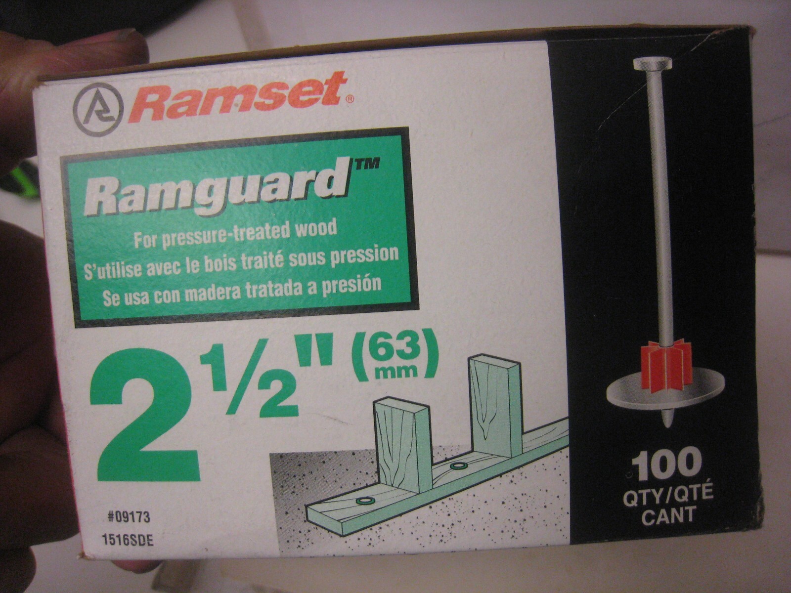 Ramset Powder Fastening Systems 2-1/2-Inch Washer Pin w/Ramguard 100 Ct ...