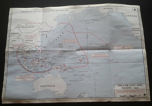 1941 WW2 USA ASIA PACIFIC JAPAN EMPIRE FAR EAST WARSHIP MAP PROPAGANDA ...