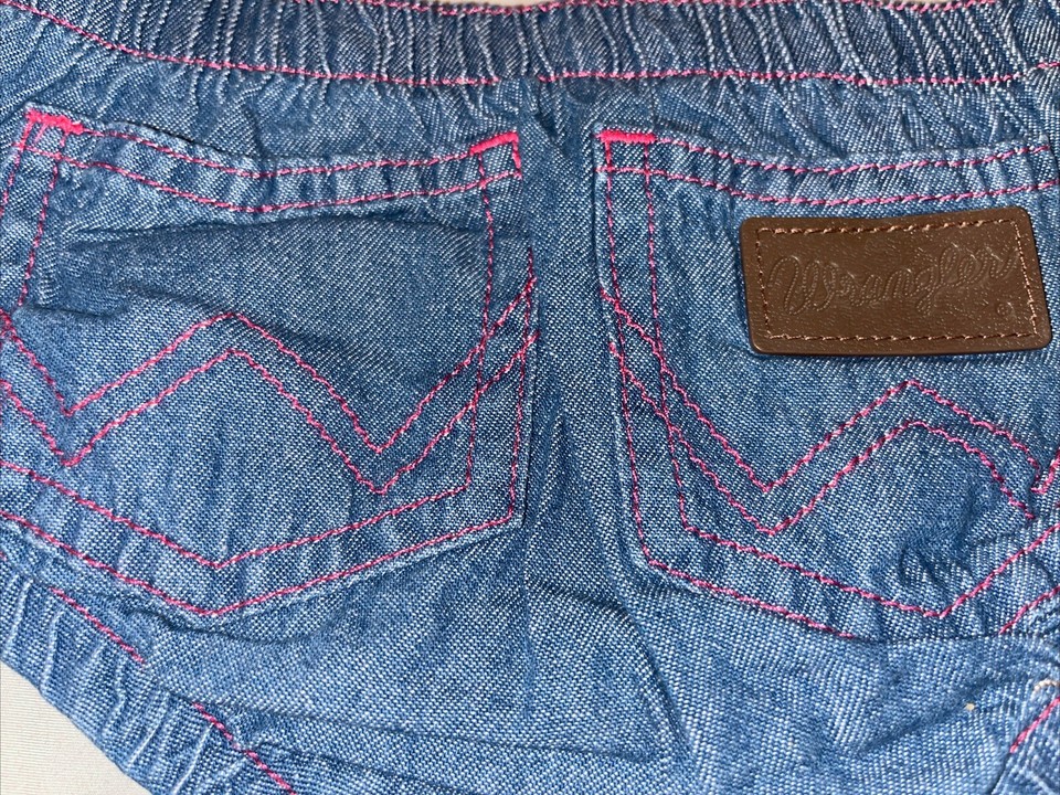 Wrangler Baby Girls Denim Diaper Cover with Pink Stitching Size 6m New ...