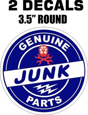 2 Round Genuine Junk Yard Parts Vinyl Decals | eBay