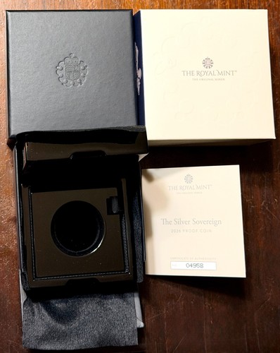 2026 GB ROYAL MINT SILVER PROOF SOVEREIGN BOX BOOKLET COA /NO COIN OR ...