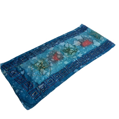 rima blue floral 100% silk rectangle scarf | eBay