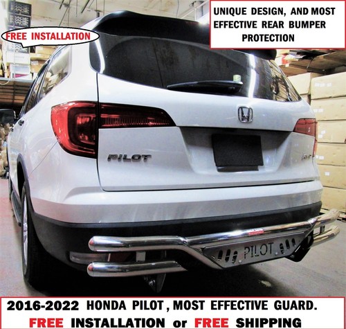 FOR: 2016-2022 HONDA PILOT , STAINLESS STEEL FULLY REAR BUMPER GUARD ...