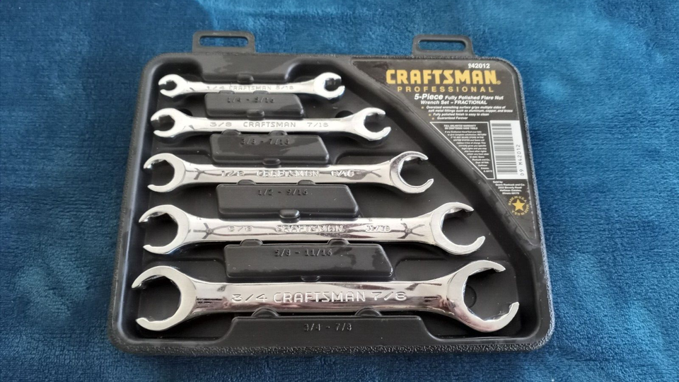 Craftsman Professional SAE Flare Nut Line Wrench Set W/ Case 9 42012 ...