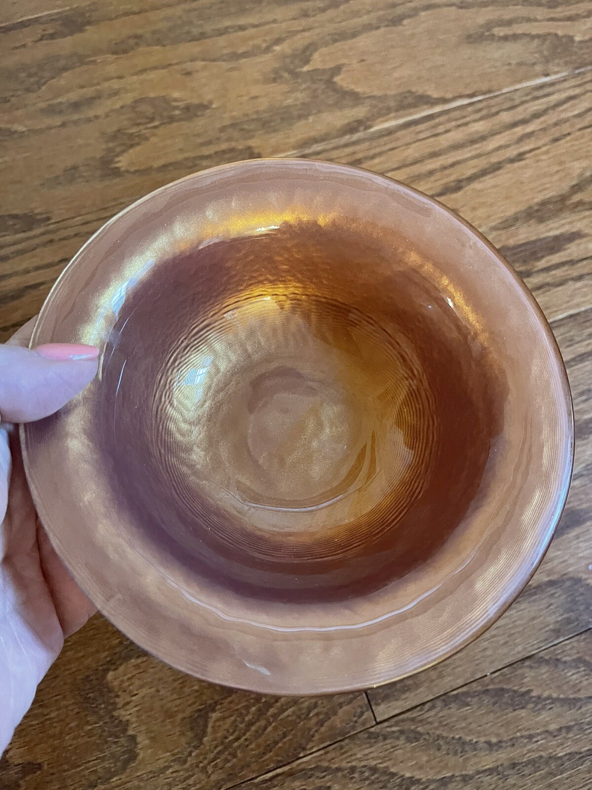 VINTAGE GERMANY NICE Swirl Copper Colored GLASS Swirl ROUND BOWL ~6x1 ...