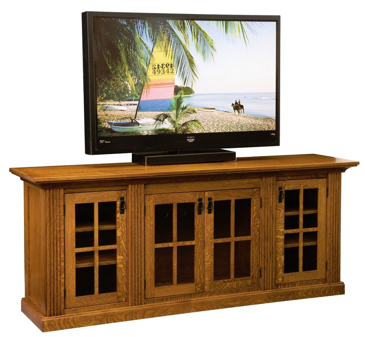 Mission Style Media Console Amish 78" Mission TV Console Cabinet Solid