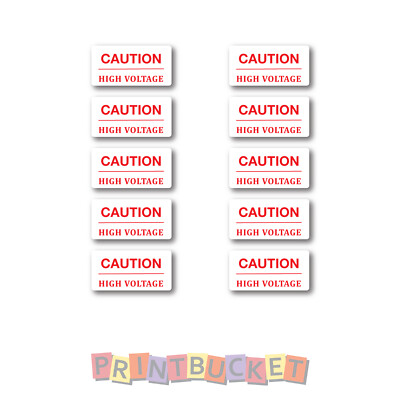 Caution High Voltage stickers 60mm 10 pack quality water & fade proof ...