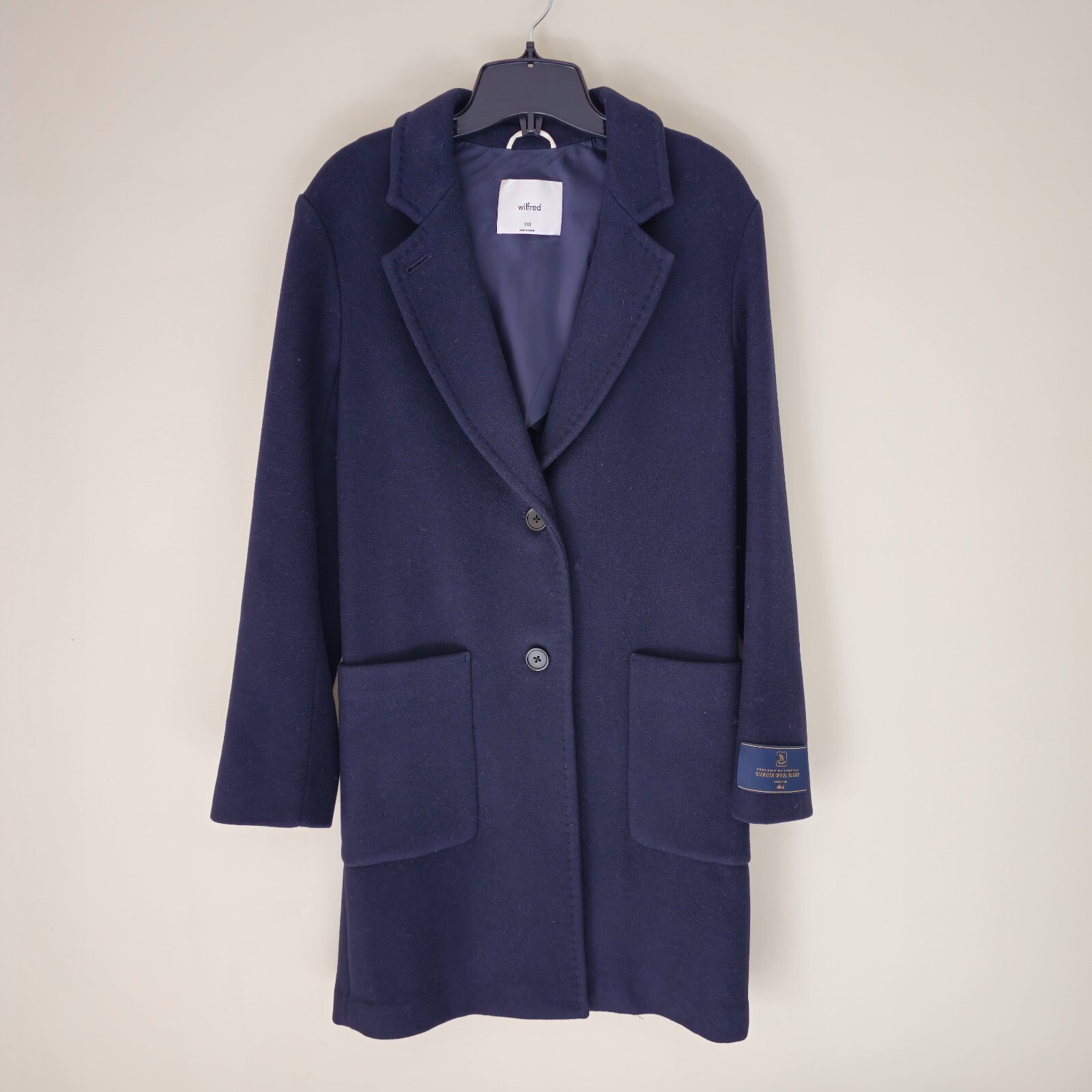 Aritzia Wilfred Jared Wool Coat - Royal Navy - Sz XXS - Gem