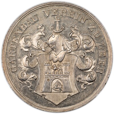 Germany 1877 Leer Horticultural Society Silver Medal - Engraved W. Ohle ...