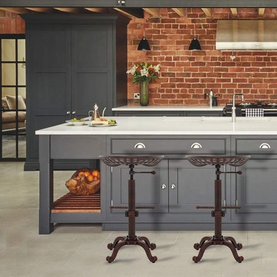Industrial Bar Stool Farmhouse Tractor Seat Counter Adjustable Chair ...