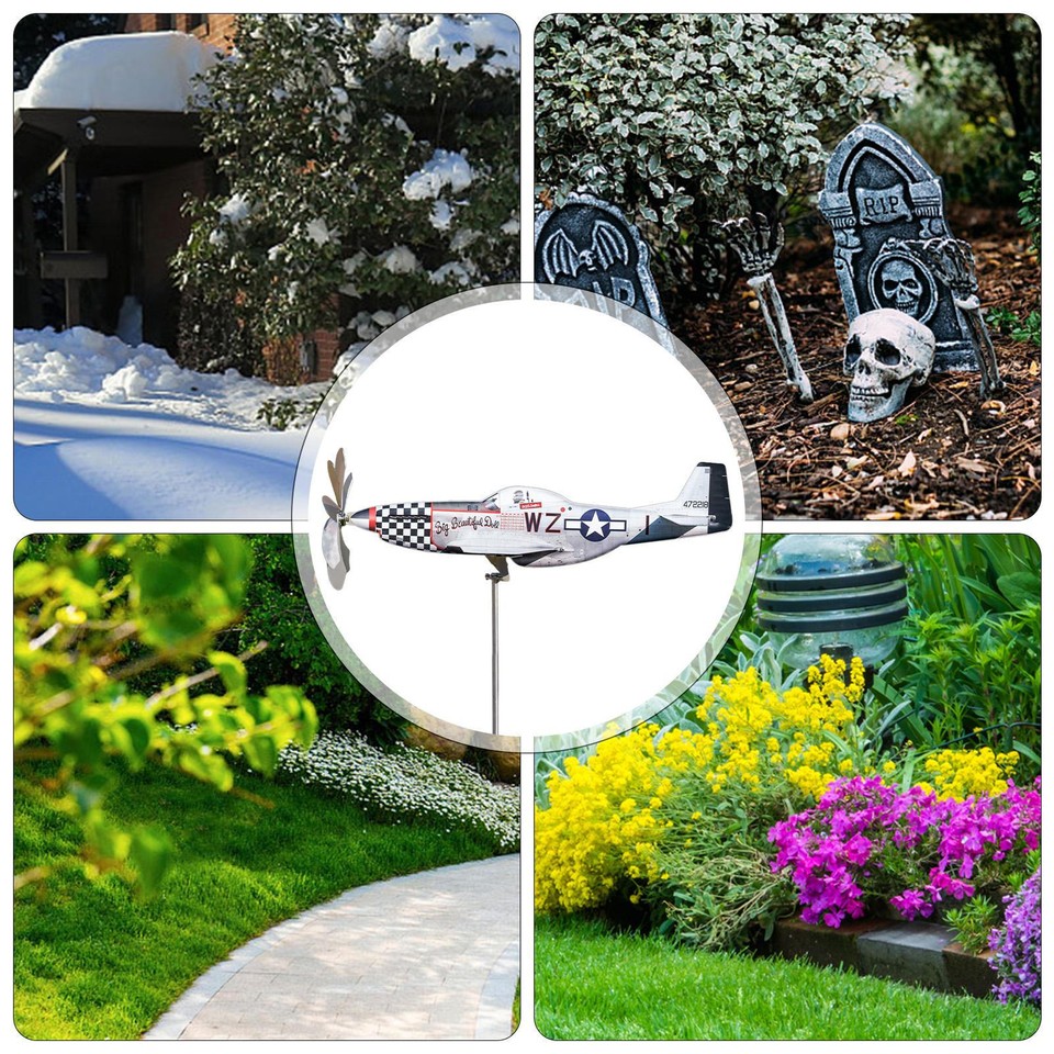 2D Airplane Wind Spinners Metal Pinwheels Outdoor Aircraft Windmill ...