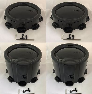 Set of 4 Dually 8 Lug Eagle Alloys Wheel Shiny Gloss Black Center Caps ...