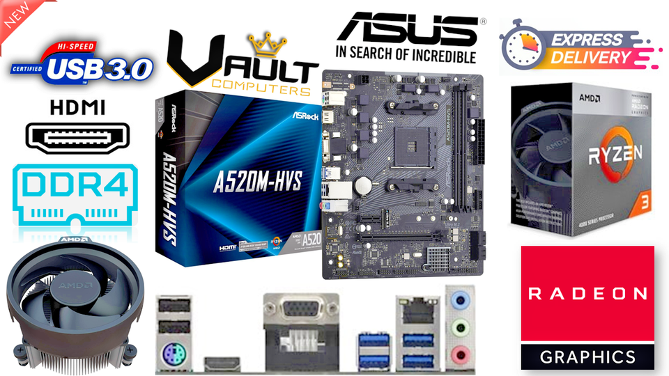 Computer Motherboard & CPU Combo - AMD RYZEN ASROCK Pre Assembled ...