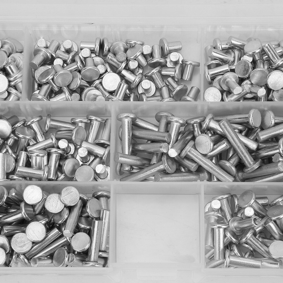 350pcs Flat Head Solid Aluminum Rivets Assortment Kit Long Service Life ...