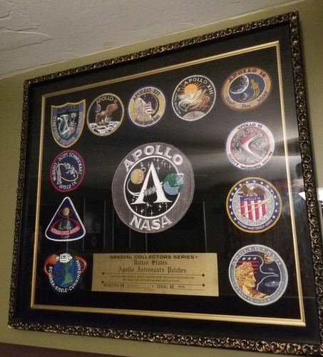 RARE 1972 NASA APOLLO FRAMED AUTHENTIC CLOTH MISSION PATCHES PICK UP ...