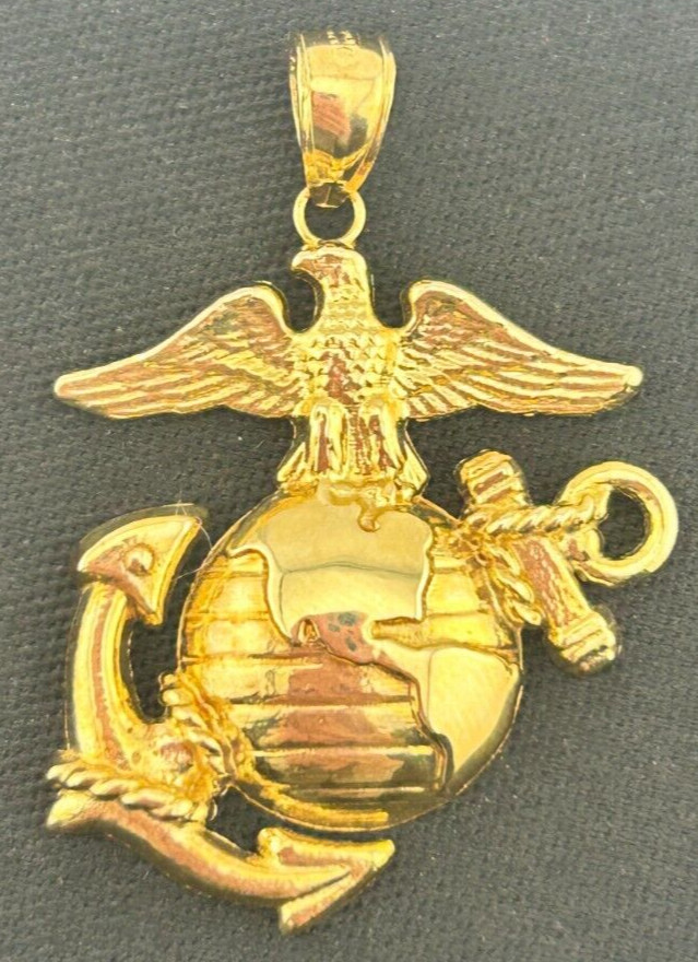 14k Gold US Marine Corps Emblem Pendant Charm Fine Je… - Gem