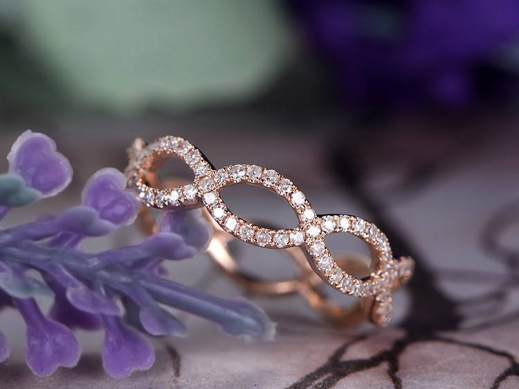 1.02ct Round Cut Simulated Diamond Infinity Eternity Band 14k Rose Gold ...