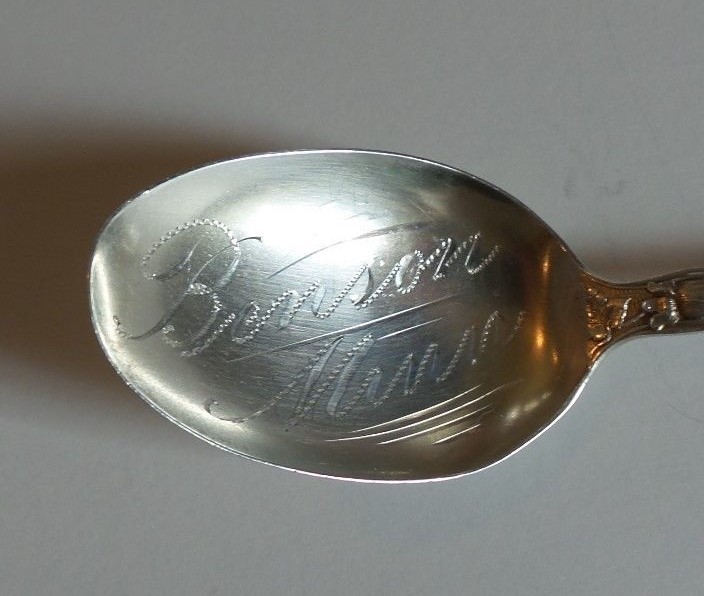 BAKER-MANCHESTER STERLING SILVER FLORAL SOUVENIR SPOON "BENSON MINN ...