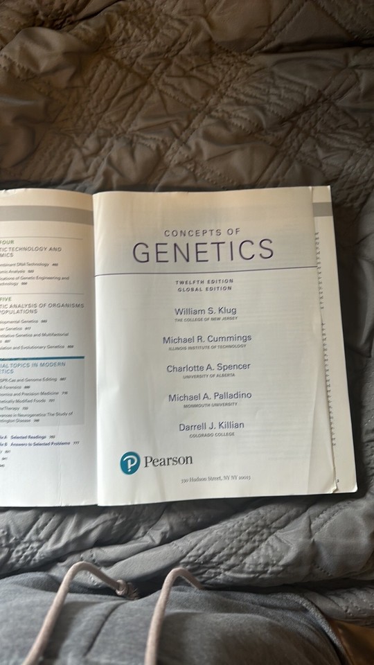 Pearson Concepts of Genetics 12th edition- used college textbooks | eBay