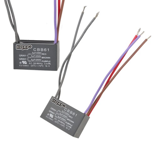 2-Pack Motor Ceiling Fan Capacitor CBB61 5uf+5uf+5uf 5-Wire Rated ...