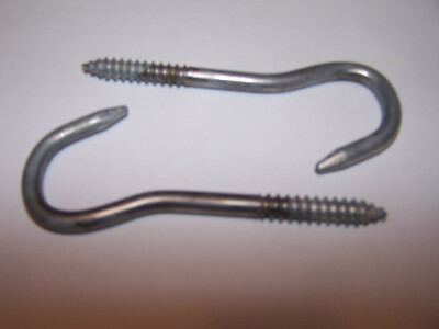 (2) Lag Bolt Hooks 1/4" X 4 3/8" with 1 1/16" opening Steel Zink Plated ...