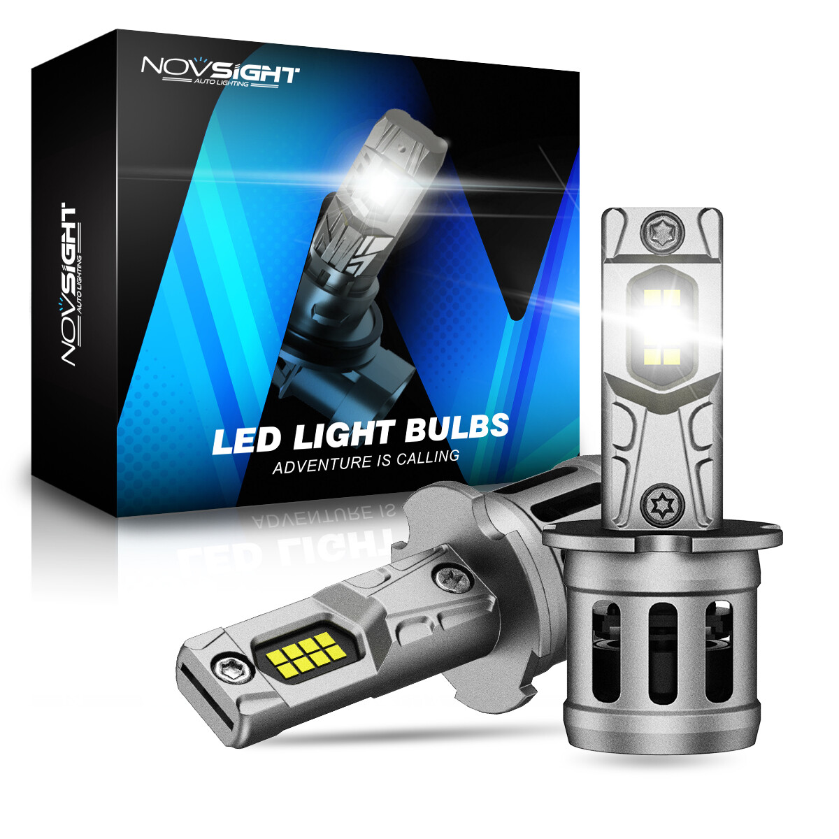 NOVSIGHT Pair H3 LED Headlight Bulbs Conversion Kit Bright White 6500K ...