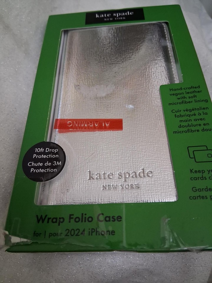 Kate Spade Wrap Folio Case 2024 iphone SIlver Metallic NIB | eBay