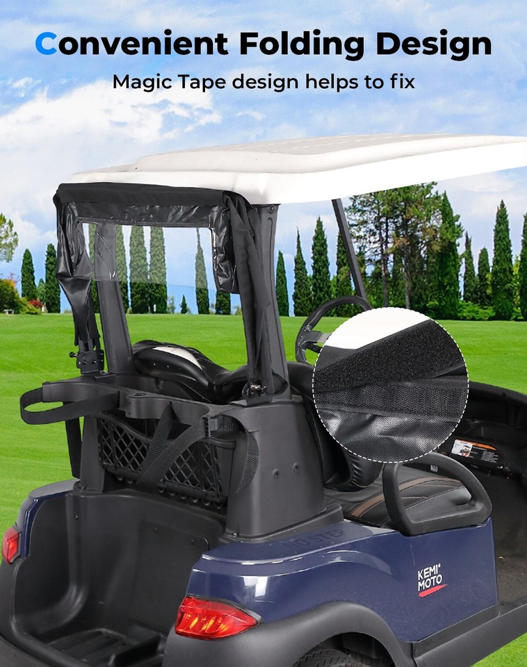 Golf Cart Rear Bag Cover Foldable Rain Cover Kit for Club Car Tempo Two ...
