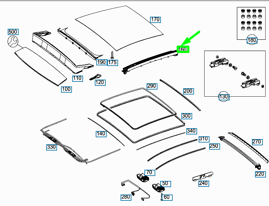 MERCEDES-BENZ GLE C292 Right Sliding Roof Mechanics A2927800700 NEW ...
