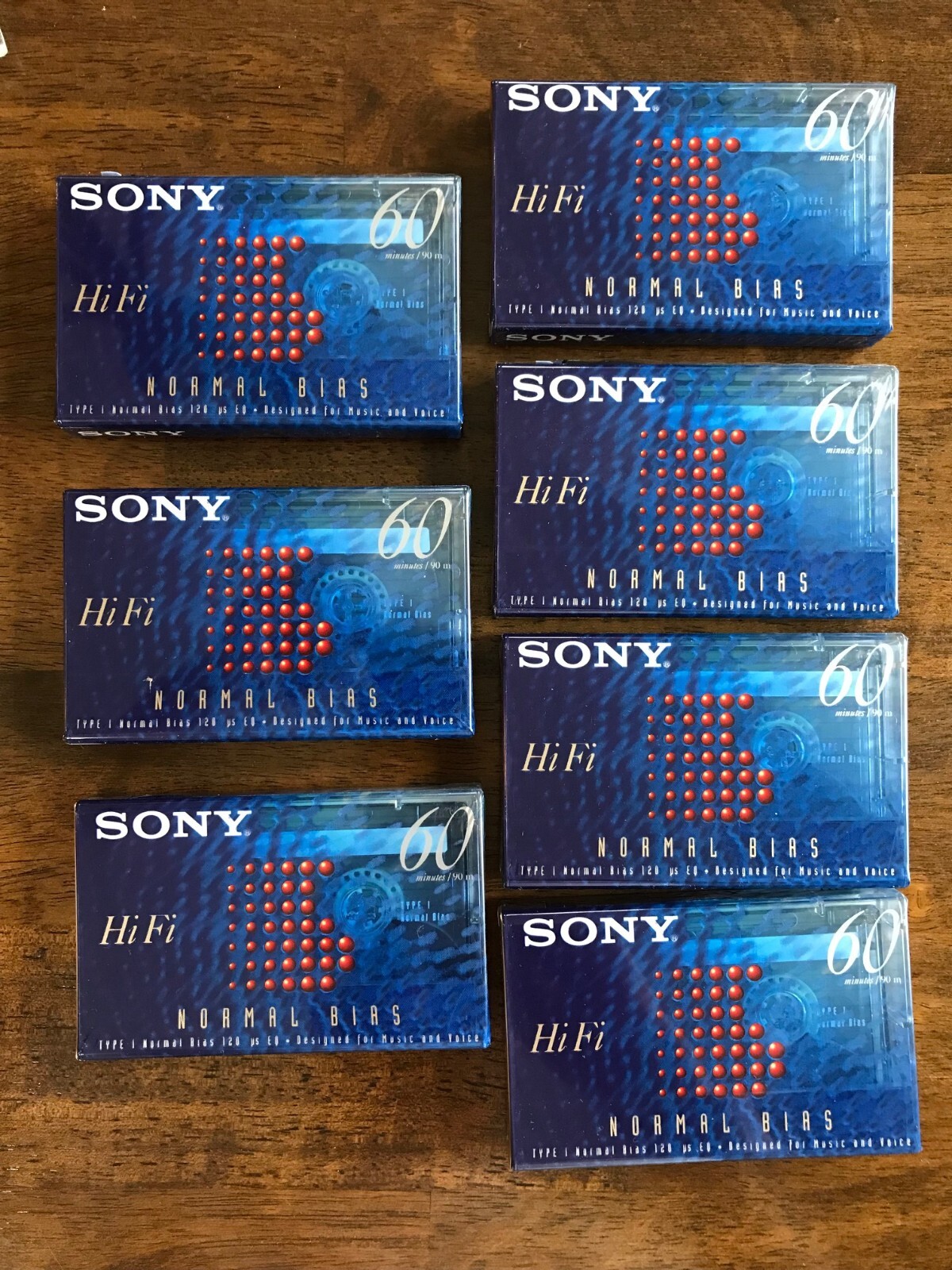 Sony Hi Fi Blank Cassette Tape Lot of 7 60 Minute Normal Bias C-60HFB ...